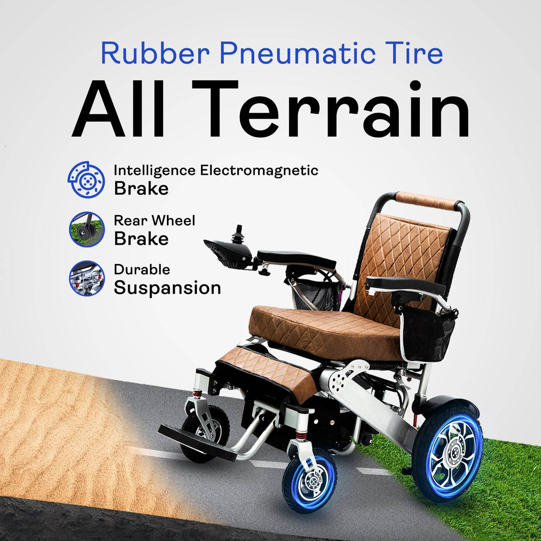 Heavy Duty WOLF Folding Electric Wheelchair (Brown) – Alton Mobility